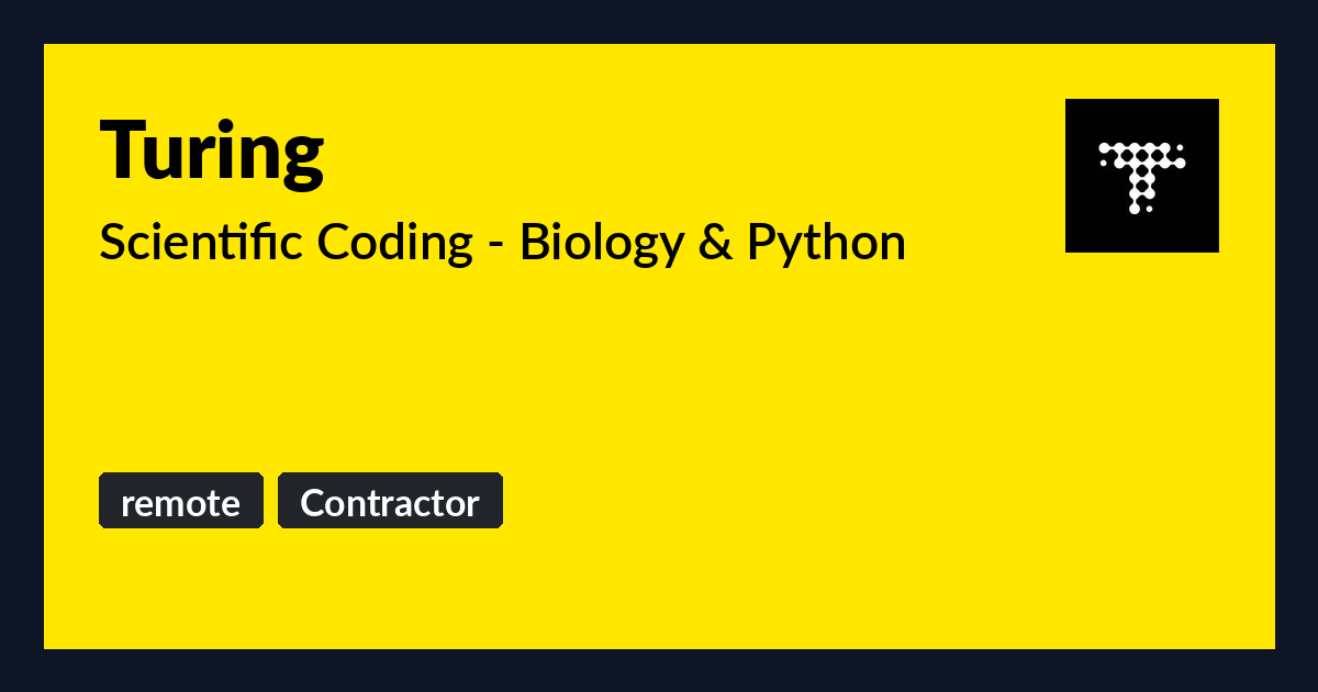 Scientific Coding - Biology & Python at Turing - Benture